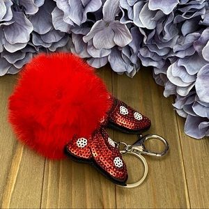 Accessories | Minnie Mouse Red Pom Pom Keychain Charm | Poshmark
